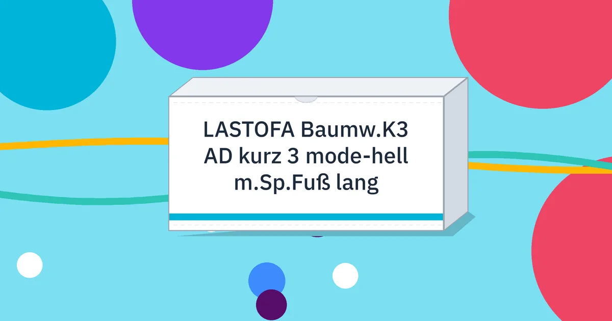 Symbolbild: Packung mit der Aufschrift LASTOFA Baumw.K3 AD kurz 3 mode-hell m.Sp.Fuß lang (PZN 01953239) – Verfügbarkeit und Bezug in Apotheken in Frankfurt am Main