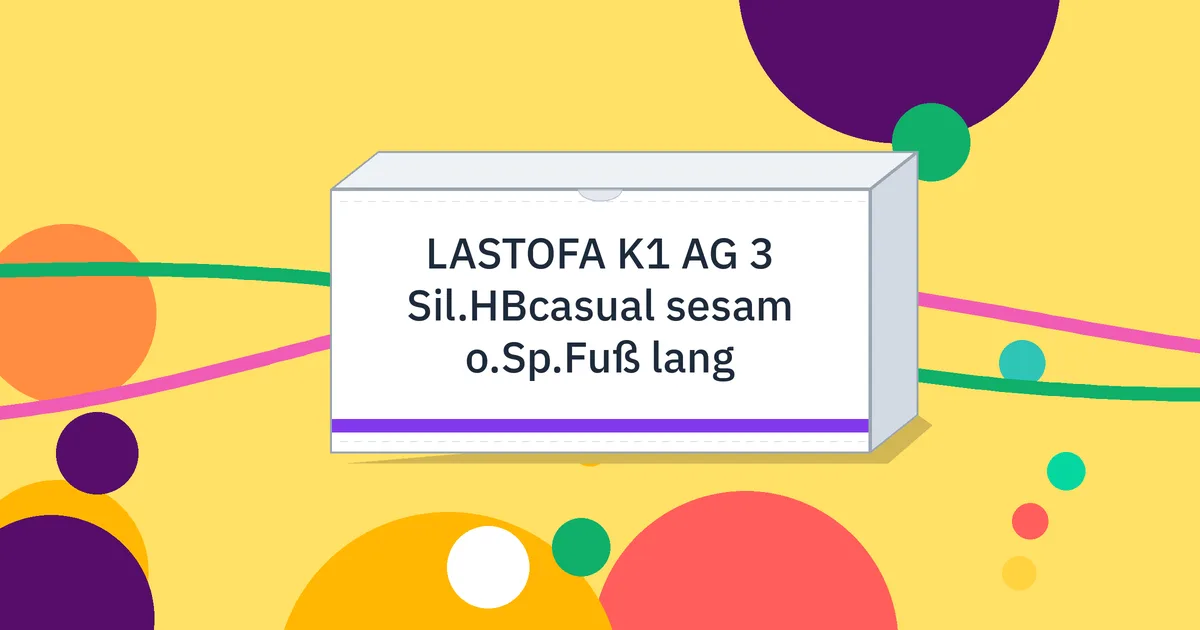 Symbolbild: Packung mit der Aufschrift LASTOFA K1 AG 3 Sil.HBcasual sesam o.Sp.Fuß lang (PZN 14148321) – Verfügbarkeit und Bezug in Apotheken in Frankfurt am Main