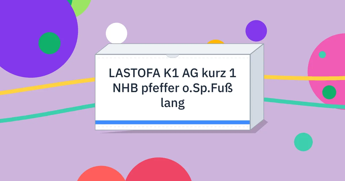 Symbolbild: Packung mit der Aufschrift LASTOFA K1 AG kurz 1 NHB pfeffer o.Sp.Fuß lang (PZN 14147882) – Verfügbarkeit und Bezug in Apotheken in Frankfurt am Main