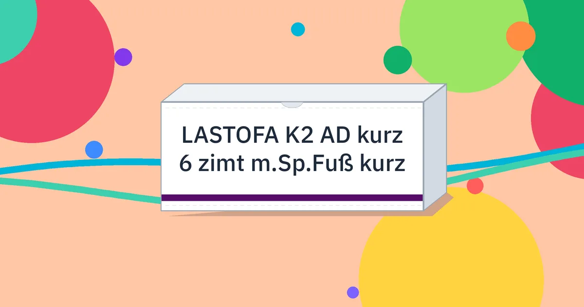 Symbolbild: Packung mit der Aufschrift LASTOFA K2 AD kurz 6 zimt m.Sp.Fuß kurz (PZN 13801316) – Verfügbarkeit und Bezug in Apotheken in Frankfurt am Main