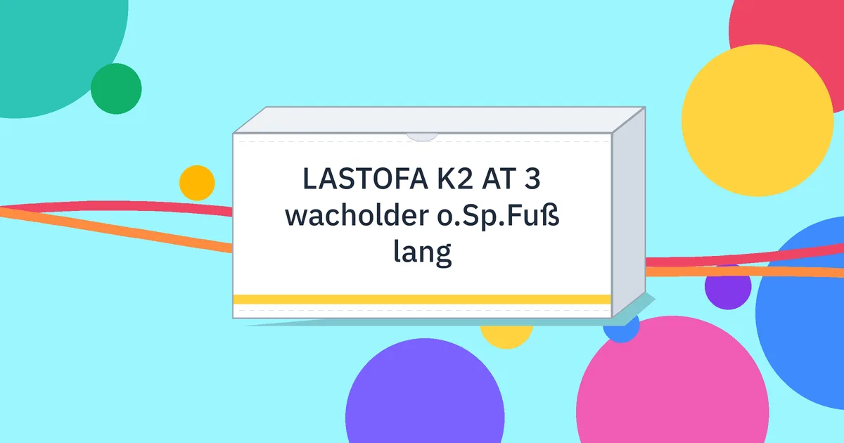 Symbolbild: Packung mit der Aufschrift LASTOFA K2 AT 3 wacholder o.Sp.Fuß lang (PZN 14151607) – Verfügbarkeit und Bezug in Apotheken in Frankfurt am Main