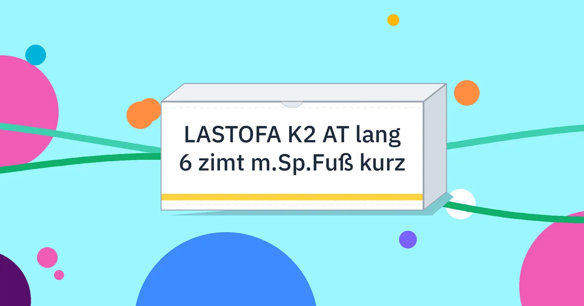 Symbolbild: Packung mit der Aufschrift LASTOFA K2 AT lang 6 zimt m.Sp.Fuß kurz (PZN 13810031) – Verfügbarkeit und Bezug in Apotheken in Frankfurt am Main