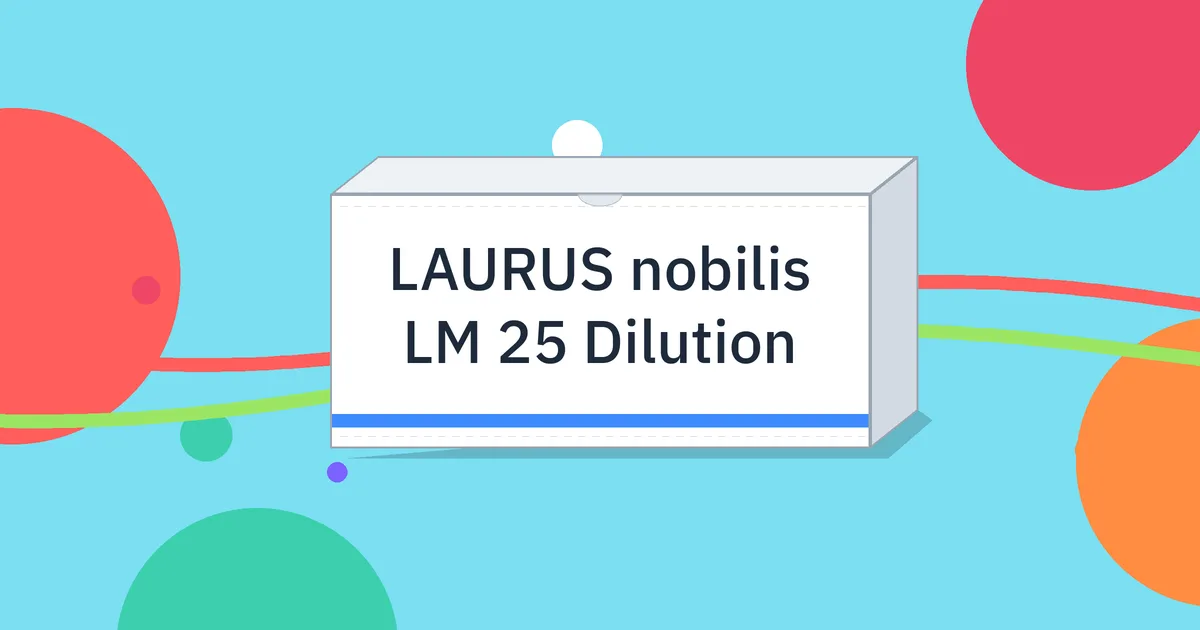 Symbolbild: Packung mit der Aufschrift LAURUS nobilis LM 25 Dilution (PZN 13524667) – Verfügbarkeit und Bezug in Apotheken in Frankfurt am Main