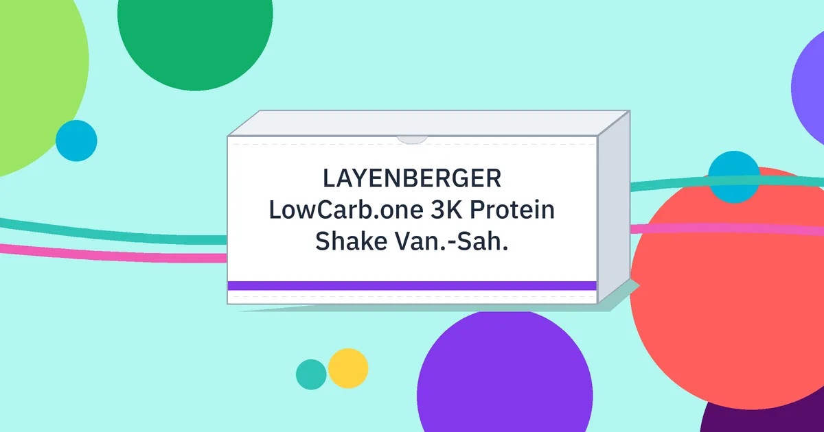 Symbolbild: Packung mit der Aufschrift LAYENBERGER LowCarb.one 3K Protein Shake Van.-Sah. (PZN 10188358) – Verfügbarkeit und Bezug in Apotheken in Frankfurt am Main