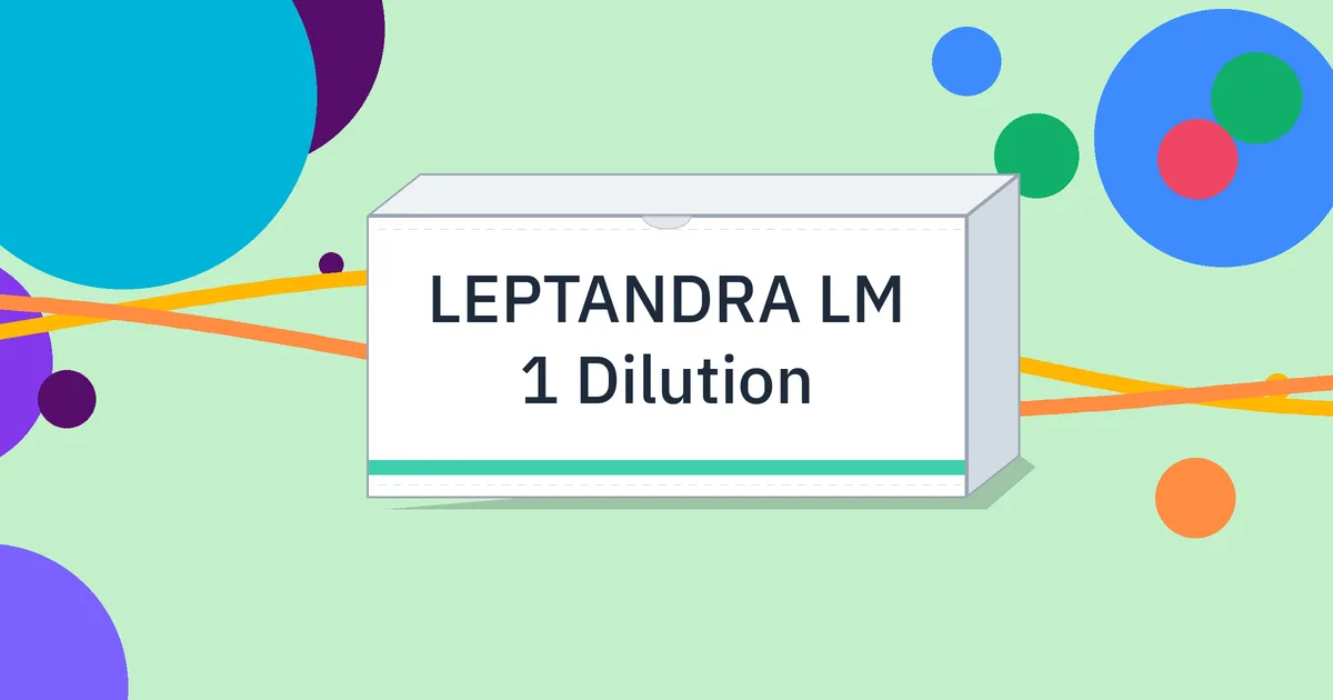 Symbolbild: Packung mit der Aufschrift LEPTANDRA LM 1 Dilution (PZN 13526695) – Verfügbarkeit und Bezug in Apotheken in Frankfurt am Main