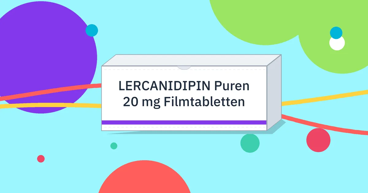Symbolbild: Packung mit der Aufschrift LERCANIDIPIN Puren 20 mg Filmtabletten (PZN 11355628) – Verfügbarkeit und Bezug in Apotheken in Frankfurt am Main