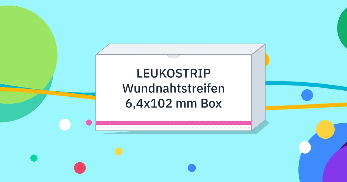 Symbolbild: Packung mit der Aufschrift LEUKOSTRIP Wundnahtstreifen 6,4x102 mm Box (PZN 14373058) – Verfügbarkeit und Bezug in Apotheken in Frankfurt am Main
