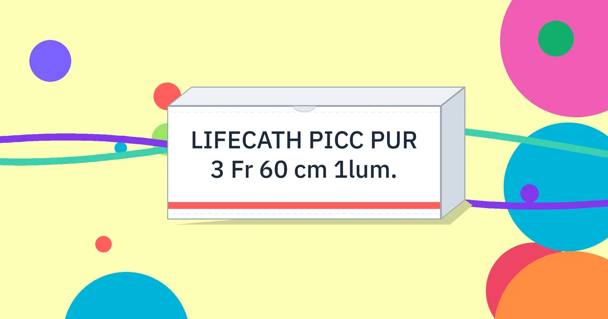 Symbolbild: Packung mit der Aufschrift LIFECATH PICC PUR 3 Fr 60 cm 1lum. (PZN 15209384) – Verfügbarkeit und Bezug in Apotheken in Frankfurt am Main