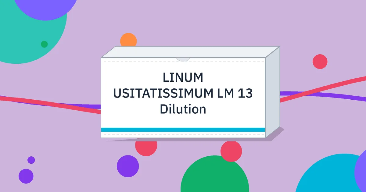 Symbolbild: Packung mit der Aufschrift LINUM USITATISSIMUM LM 13 Dilution (PZN 13530573) – Verfügbarkeit und Bezug in Apotheken in Frankfurt am Main