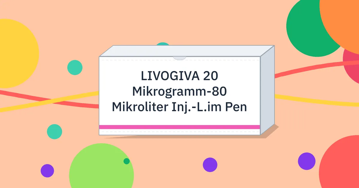 Symbolbild: Packung mit der Aufschrift LIVOGIVA 20 Mikrogramm-80 Mikroliter Inj.-L.im Pen (PZN 17482500) – Verfügbarkeit und Bezug in Apotheken in Frankfurt am Main