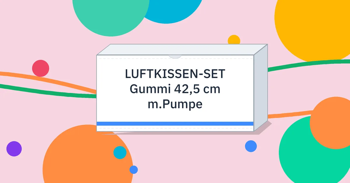 Symbolbild: Packung mit der Aufschrift LUFTKISSEN-SET Gummi 42,5 cm m.Pumpe (PZN 02819690) – Verfügbarkeit und Bezug in Apotheken in Frankfurt am Main