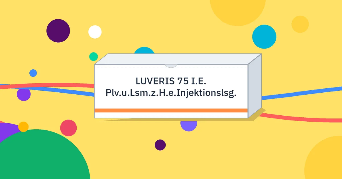 Symbolbild: Packung mit der Aufschrift LUVERIS 75 I.E. Plv.u.Lsm.z.H.e.Injektionslsg. (PZN 01472161) – Verfügbarkeit und Bezug in Apotheken in Frankfurt am Main
