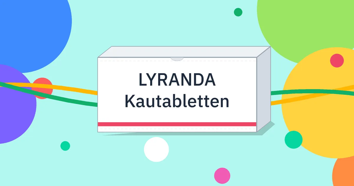 Symbolbild: Packung mit der Aufschrift LYRANDA Kautabletten (PZN 11242634) – Verfügbarkeit und Bezug in Apotheken in Frankfurt am Main