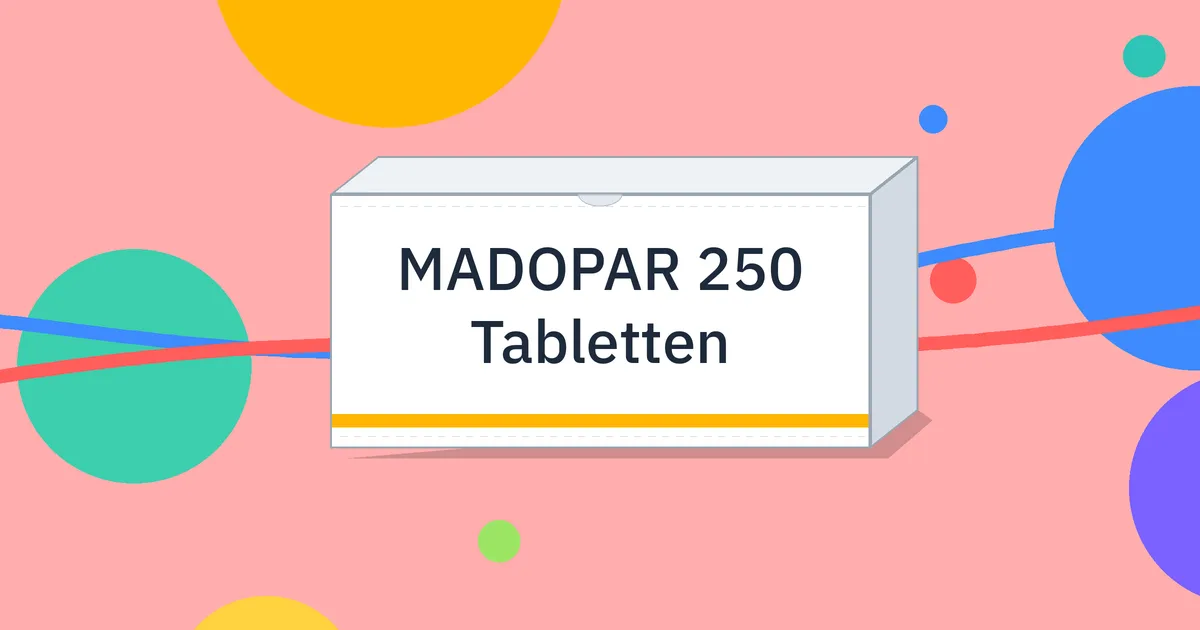 Symbolbild: Packung mit der Aufschrift MADOPAR 250 Tabletten (PZN 03501866) – Verfügbarkeit und Bezug in Apotheken in Frankfurt am Main