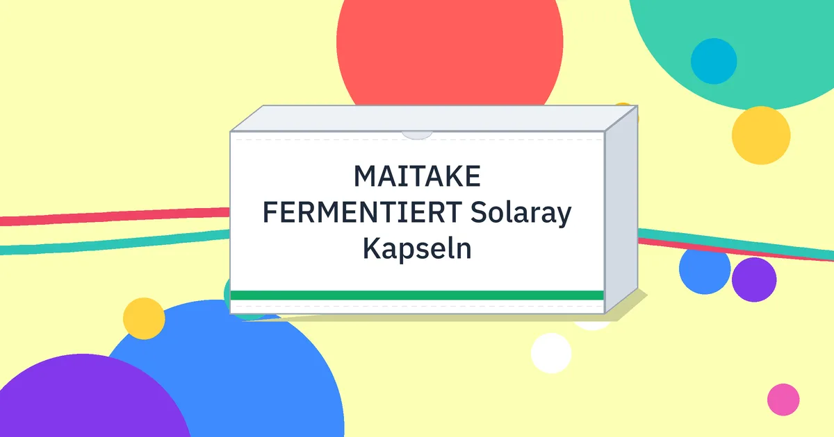 Symbolbild: Packung mit der Aufschrift MAITAKE FERMENTIERT Solaray Kapseln (PZN 17254302) – Verfügbarkeit und Bezug in Apotheken in Frankfurt am Main