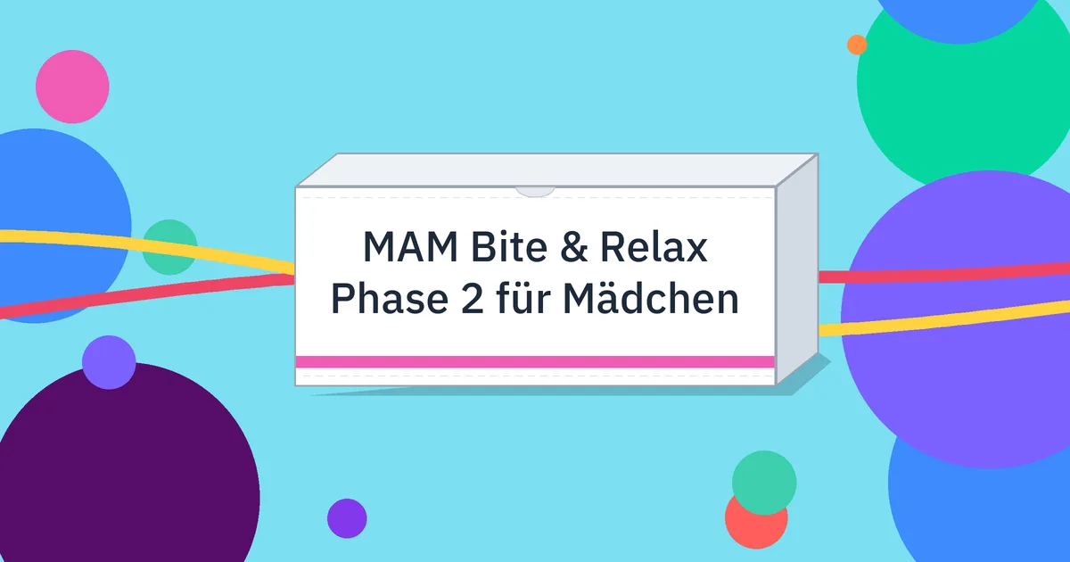 Symbolbild: Packung mit der Aufschrift MAM Bite & Relax Phase 2 für Mädchen (PZN 12671171) – Verfügbarkeit und Bezug in Apotheken in Frankfurt am Main
