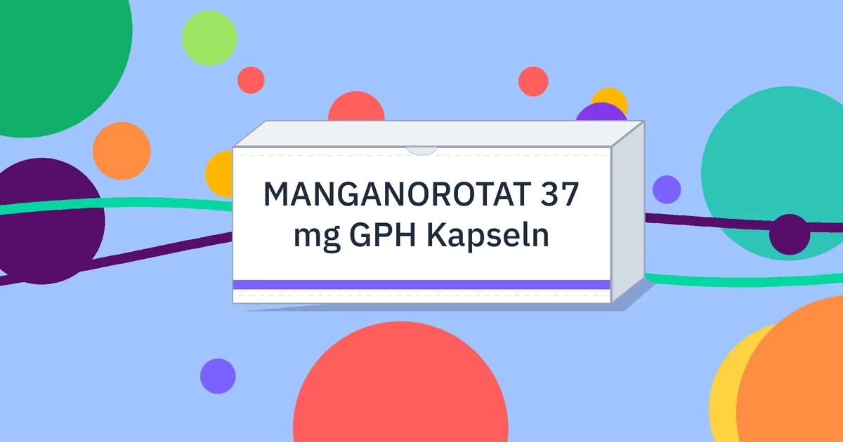 Symbolbild: Packung mit der Aufschrift MANGANOROTAT 37 mg GPH Kapseln (PZN 11482829) – Verfügbarkeit und Bezug in Apotheken in Frankfurt am Main