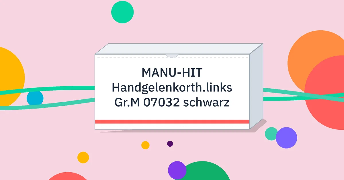 Symbolbild: Packung mit der Aufschrift MANU-HIT Handgelenkorth.links Gr.M 07032 schwarz (PZN 01578095) – Verfügbarkeit und Bezug in Apotheken in Frankfurt am Main