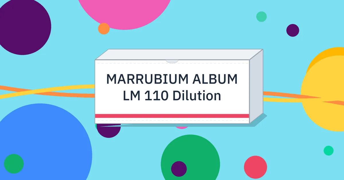 Symbolbild: Packung mit der Aufschrift MARRUBIUM ALBUM LM 110 Dilution (PZN 13602203) – Verfügbarkeit und Bezug in Apotheken in Frankfurt am Main