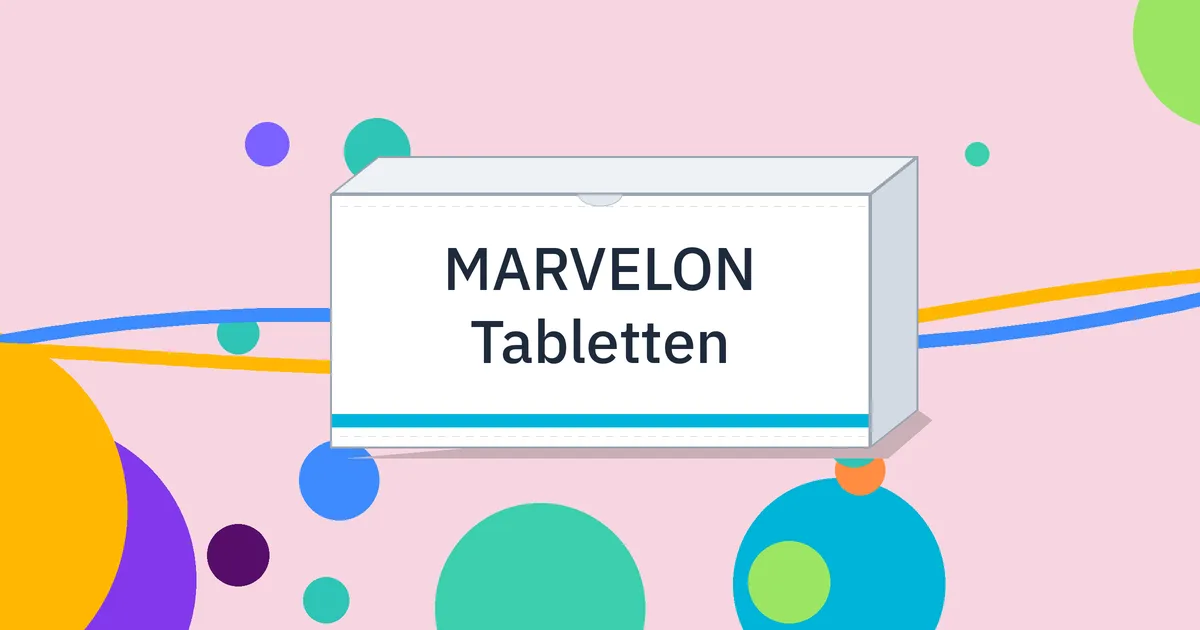 Symbolbild: Packung mit der Aufschrift MARVELON Tabletten (PZN 04386491) – Verfügbarkeit und Bezug in Apotheken in Frankfurt am Main