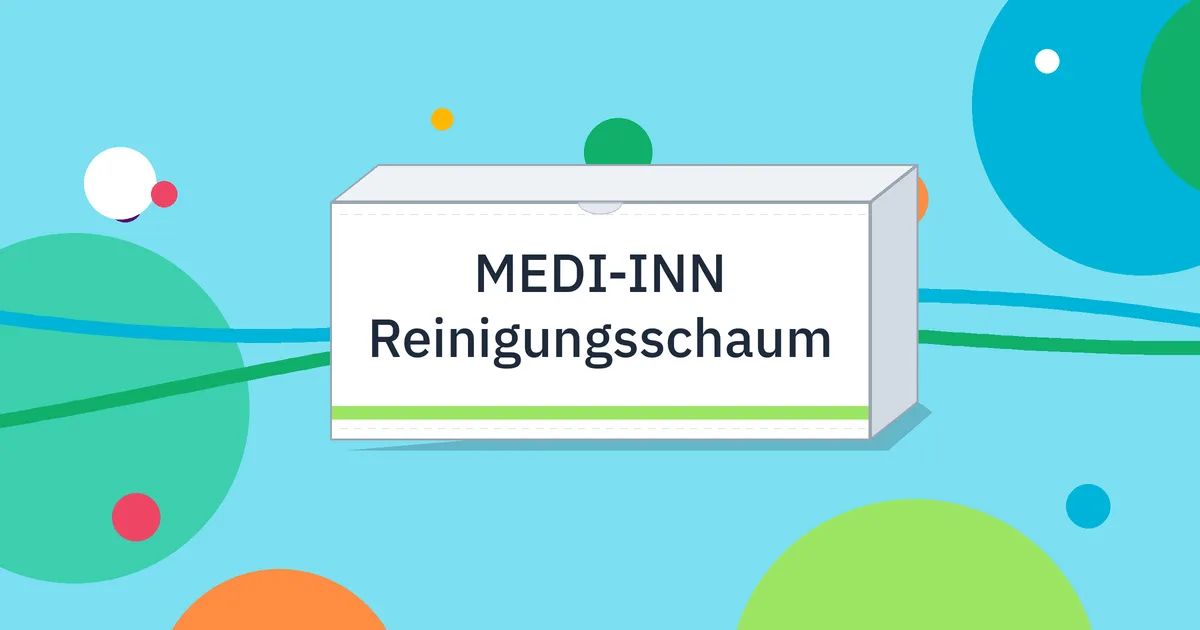 Symbolbild: Packung mit der Aufschrift MEDI-INN Reinigungsschaum (PZN 10071343) – Verfügbarkeit und Bezug in Apotheken in Frankfurt am Main