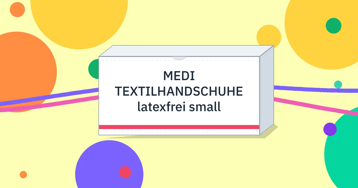 Symbolbild: Packung mit der Aufschrift MEDI TEXTILHANDSCHUHE latexfrei small (PZN 13581808) – Verfügbarkeit und Bezug in Apotheken in Frankfurt am Main
