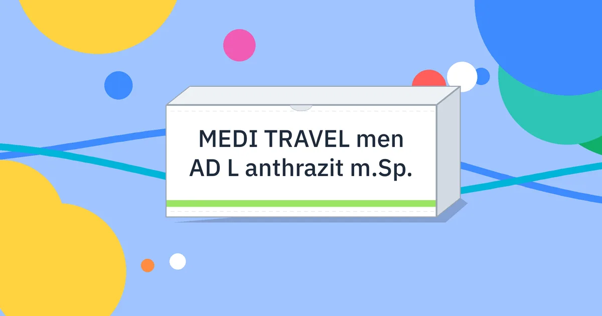 Symbolbild: Packung mit der Aufschrift MEDI TRAVEL men AD L anthrazit m.Sp. (PZN 15198083) – Verfügbarkeit und Bezug in Apotheken in Frankfurt am Main
