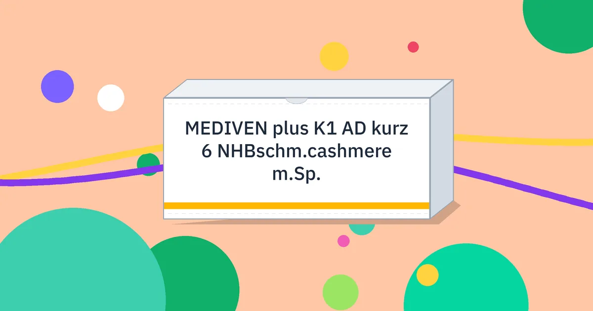 Symbolbild: Packung mit der Aufschrift MEDIVEN plus K1 AD kurz 6 NHBschm.cashmere m.Sp. (PZN 15899035) – Verfügbarkeit und Bezug in Apotheken in Frankfurt am Main