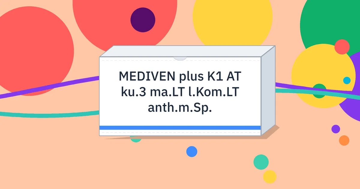 Symbolbild: Packung mit der Aufschrift MEDIVEN plus K1 AT ku.3 ma.LT l.Kom.LT anth.m.Sp. (PZN 15071520) – Verfügbarkeit und Bezug in Apotheken in Frankfurt am Main