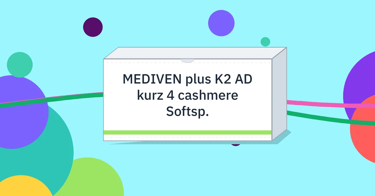Symbolbild: Packung mit der Aufschrift MEDIVEN plus K2 AD kurz 4 cashmere Softsp. (PZN 15096922) – Verfügbarkeit und Bezug in Apotheken in Frankfurt am Main