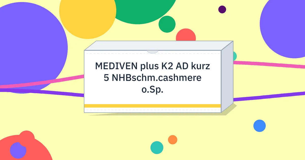 Symbolbild: Packung mit der Aufschrift MEDIVEN plus K2 AD kurz 5 NHBschm.cashmere o.Sp. (PZN 15926246) – Verfügbarkeit und Bezug in Apotheken in Frankfurt am Main