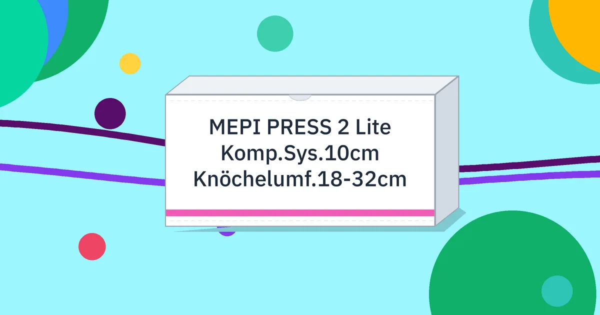 Symbolbild: Packung mit der Aufschrift MEPI PRESS 2 Lite Komp.Sys.10cm Knöchelumf.18-32cm (PZN 19958680) – Verfügbarkeit und Bezug in Apotheken in Frankfurt am Main
