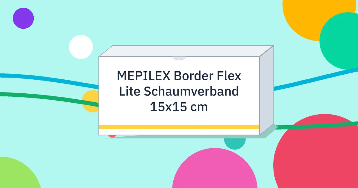 Symbolbild: Packung mit der Aufschrift MEPILEX Border Flex Lite Schaumverband 15x15 cm (PZN 16226545) – Verfügbarkeit und Bezug in Apotheken in Frankfurt am Main