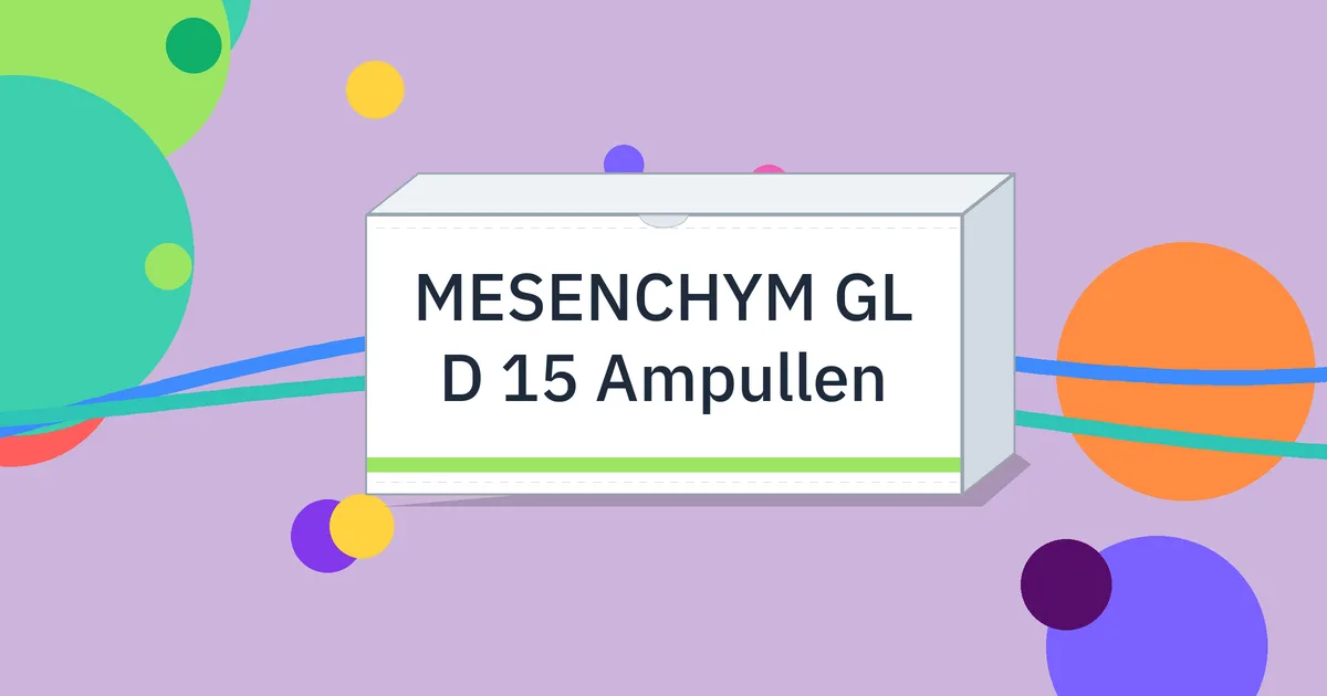 Symbolbild: Packung mit der Aufschrift MESENCHYM GL D 15 Ampullen (PZN 03355554) – Verfügbarkeit und Bezug in Apotheken in Frankfurt am Main