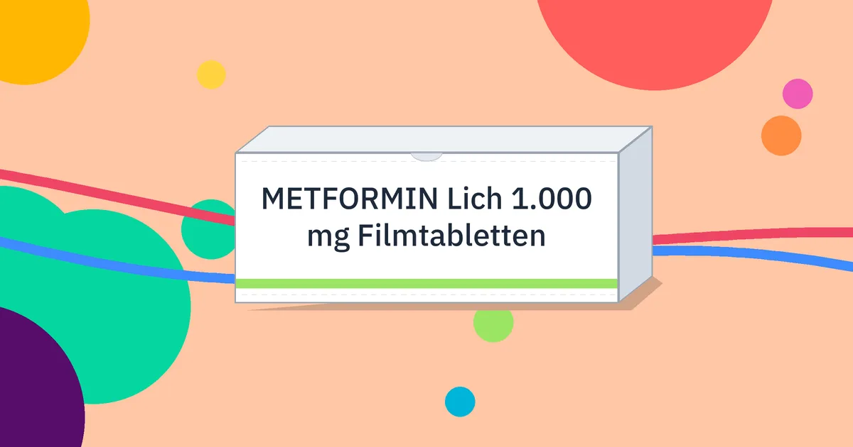Symbolbild: Packung mit der Aufschrift METFORMIN Lich 1.000 mg Filmtabletten (PZN 04100224) – Verfügbarkeit und Bezug in Apotheken in Frankfurt am Main