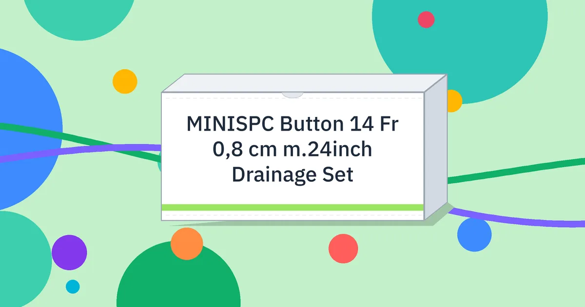 Symbolbild: Packung mit der Aufschrift MINISPC Button 14 Fr 0,8 cm m.24inch Drainage Set (PZN 20821650) – Verfügbarkeit und Bezug in Apotheken in Frankfurt am Main