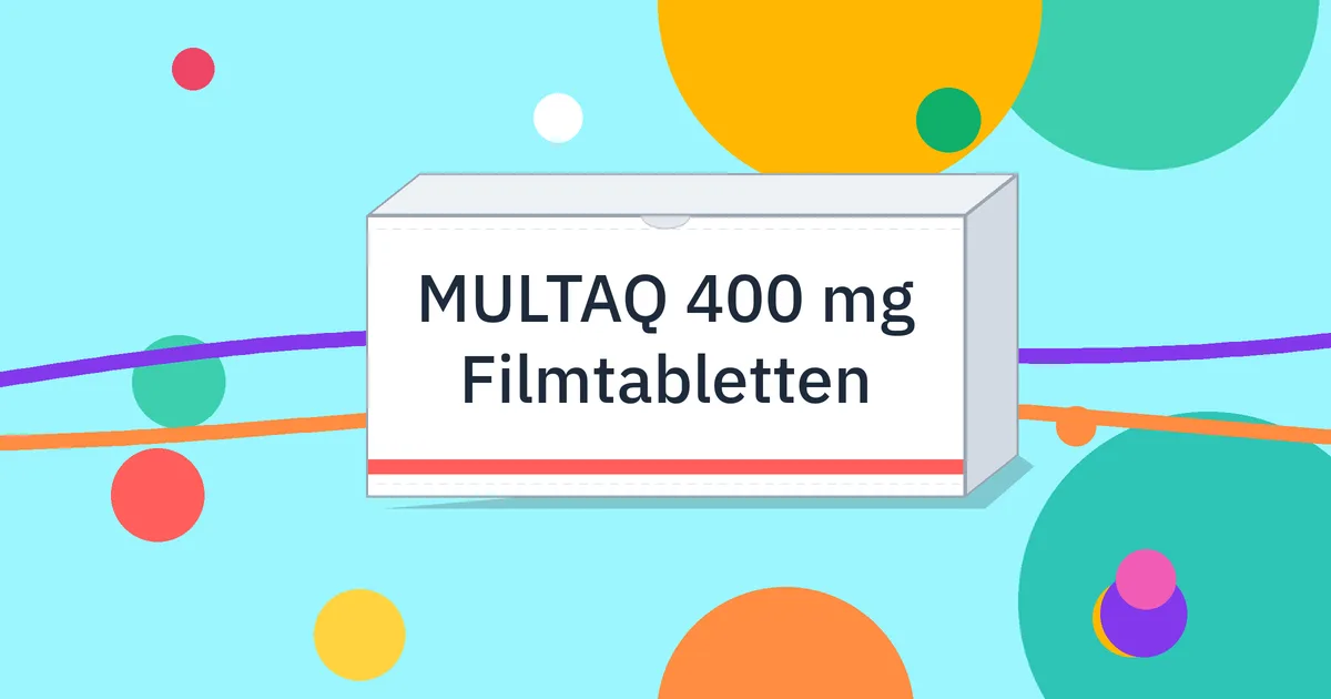 Symbolbild: Packung mit der Aufschrift MULTAQ 400 mg Filmtabletten (PZN 16833707) – Verfügbarkeit und Bezug in Apotheken in Frankfurt am Main