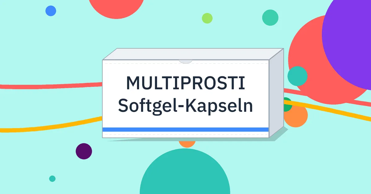Symbolbild: Packung mit der Aufschrift MULTIPROSTI Softgel-Kapseln (PZN 17591844) – Verfügbarkeit und Bezug in Apotheken in Frankfurt am Main