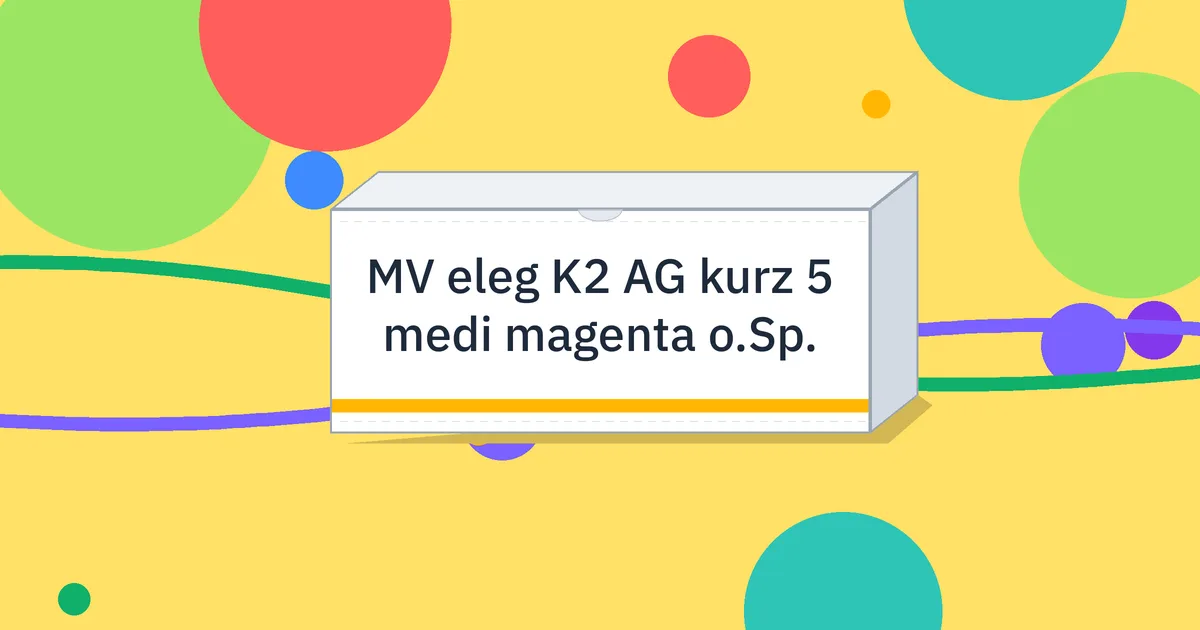 Symbolbild: Packung mit der Aufschrift MV eleg K2 AG kurz 5 medi magenta o.Sp. (PZN 14637770) – Verfügbarkeit und Bezug in Apotheken in Frankfurt am Main