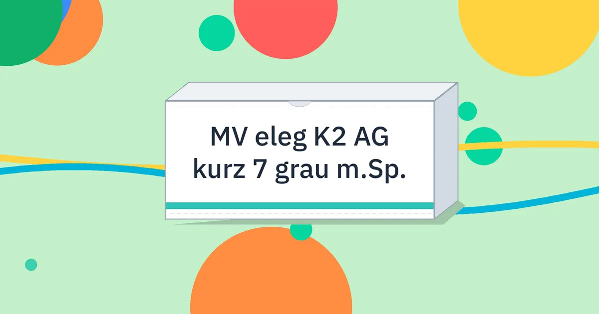 Symbolbild: Packung mit der Aufschrift MV eleg K2 AG kurz 7 grau m.Sp. (PZN 18924785) – Verfügbarkeit und Bezug in Apotheken in Frankfurt am Main