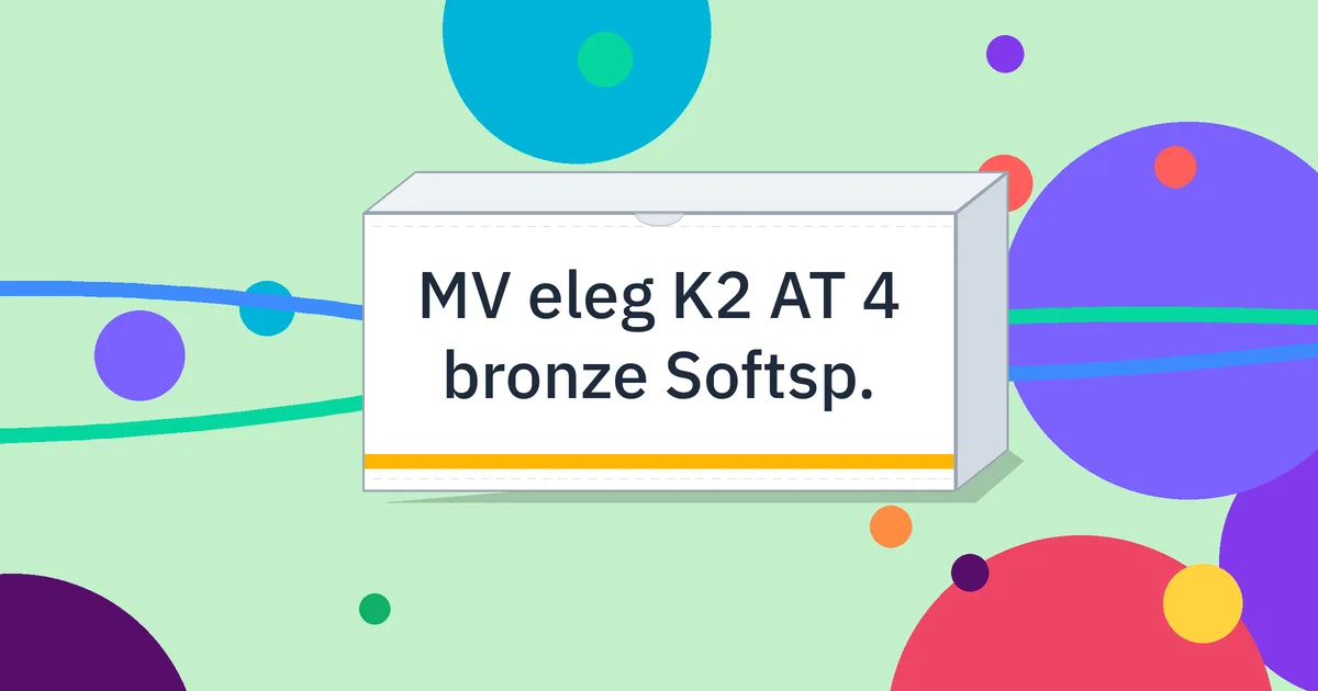 Symbolbild: Packung mit der Aufschrift MV eleg K2 AT 4 bronze Softsp. (PZN 15284776) – Verfügbarkeit und Bezug in Apotheken in Frankfurt am Main