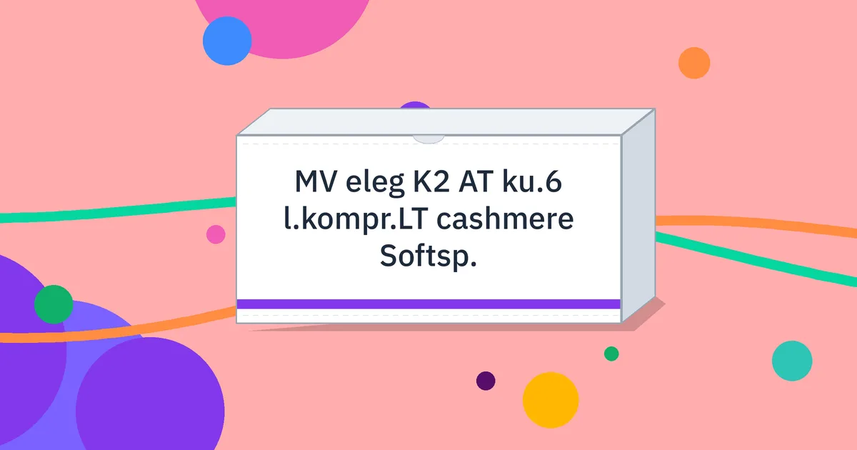 Symbolbild: Packung mit der Aufschrift MV eleg K2 AT ku.6 l.kompr.LT cashmere Softsp. (PZN 14663402) – Verfügbarkeit und Bezug in Apotheken in Frankfurt am Main