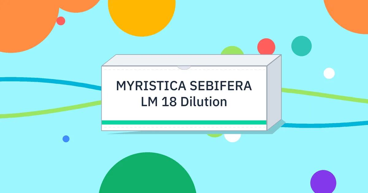 Symbolbild: Packung mit der Aufschrift MYRISTICA SEBIFERA LM 18 Dilution (PZN 13612638) – Verfügbarkeit und Bezug in Apotheken in Frankfurt am Main