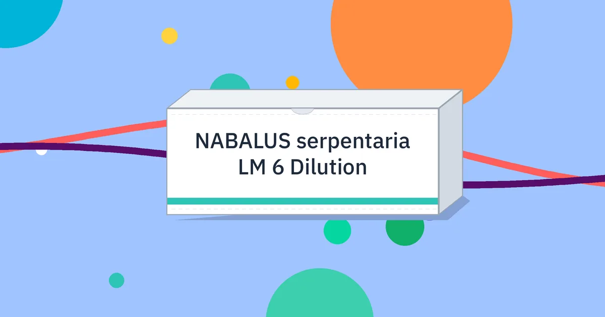 Symbolbild: Packung mit der Aufschrift NABALUS serpentaria LM 6 Dilution (PZN 13614821) – Verfügbarkeit und Bezug in Apotheken in Frankfurt am Main