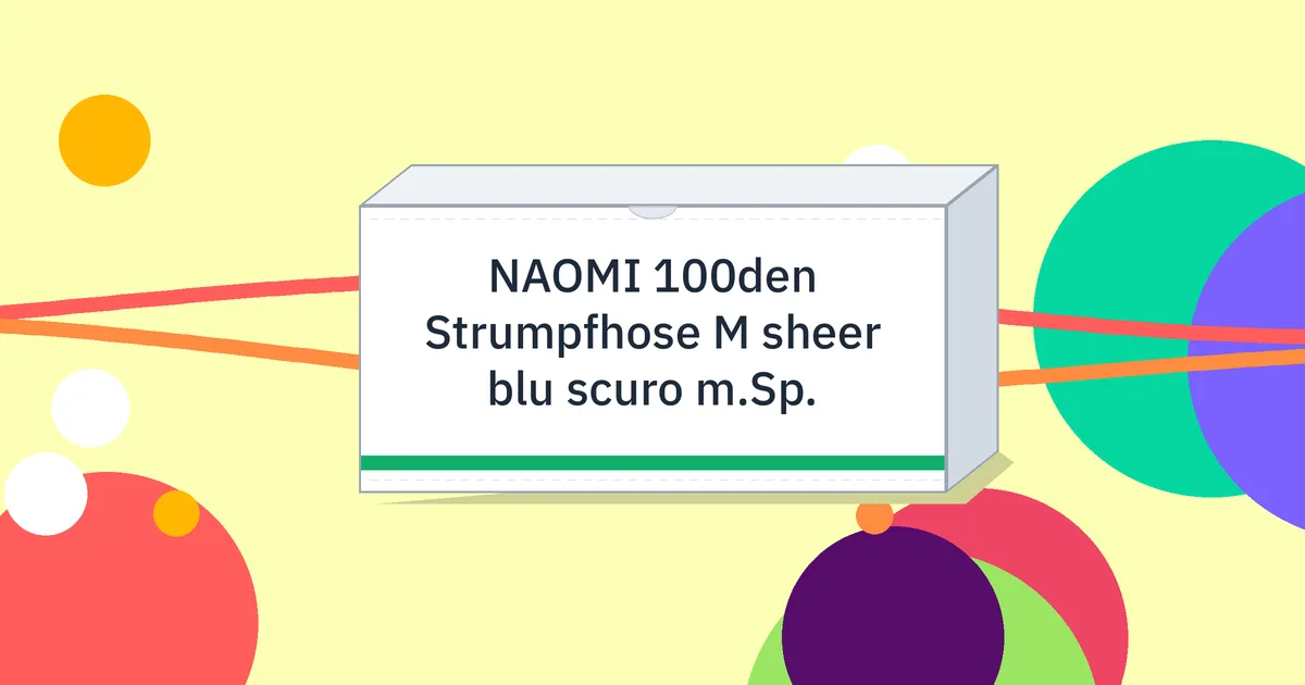 Symbolbild: Packung mit der Aufschrift NAOMI 100den Strumpfhose M sheer blu scuro m.Sp. (PZN 16177166) – Verfügbarkeit und Bezug in Apotheken in Frankfurt am Main