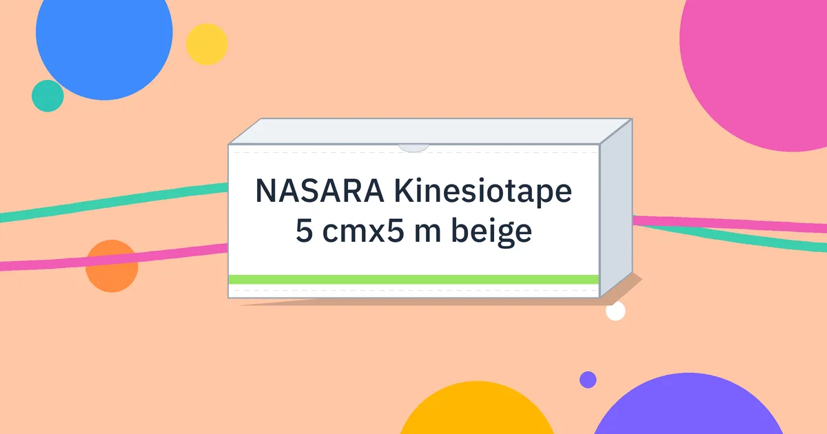 Symbolbild: Packung mit der Aufschrift NASARA Kinesiotape 5 cmx5 m beige (PZN 01164525) – Verfügbarkeit und Bezug in Apotheken in Frankfurt am Main
