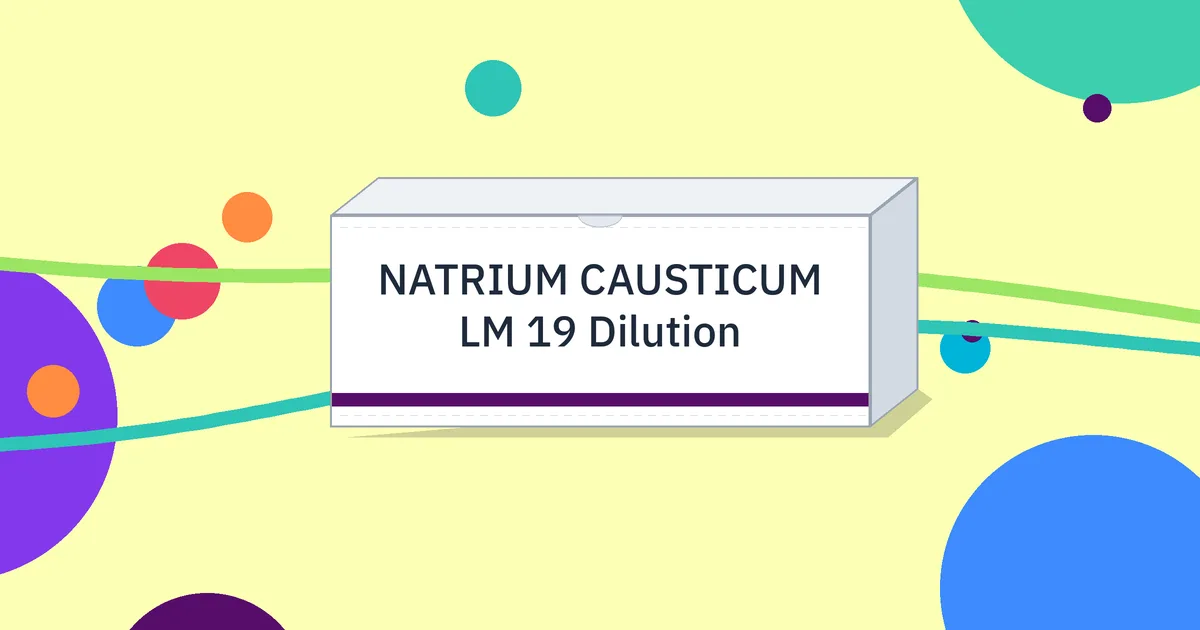 Symbolbild: Packung mit der Aufschrift NATRIUM CAUSTICUM LM 19 Dilution (PZN 12962135) – Verfügbarkeit und Bezug in Apotheken in Frankfurt am Main