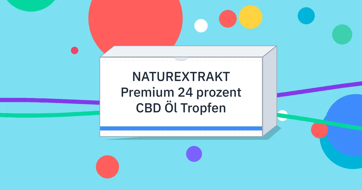 Symbolbild: Packung mit der Aufschrift NATUREXTRAKT Premium 24 prozent CBD Öl Tropfen (PZN 17416621) – Verfügbarkeit und Bezug in Apotheken in Frankfurt am Main