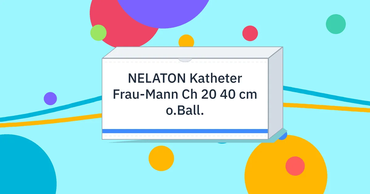 Symbolbild: Packung mit der Aufschrift NELATON Katheter Frau-Mann Ch 20 40 cm o.Ball. (PZN 09092222) – Verfügbarkeit und Bezug in Apotheken in Frankfurt am Main