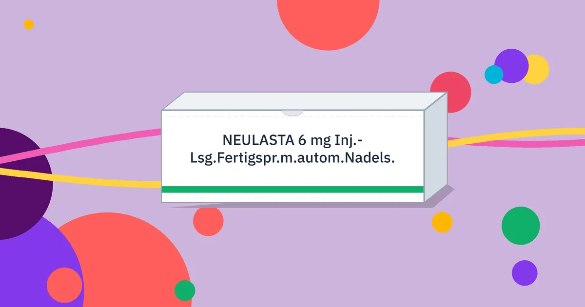Symbolbild: Packung mit der Aufschrift NEULASTA 6 mg Inj.-Lsg.Fertigspr.m.autom.Nadels. (PZN 06444264) – Verfügbarkeit und Bezug in Apotheken in Frankfurt am Main